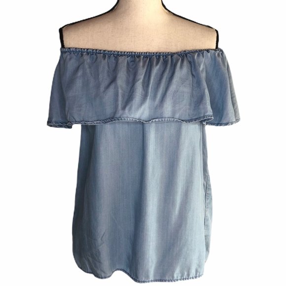 Part Two | Tops | Part Two Copenhagen Chambray Off Shoulder Top 8 ...